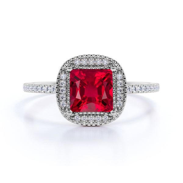 Princess Cut Ruby Engagement Rings